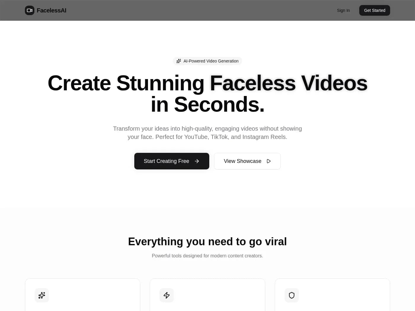 Faceless Video Platform