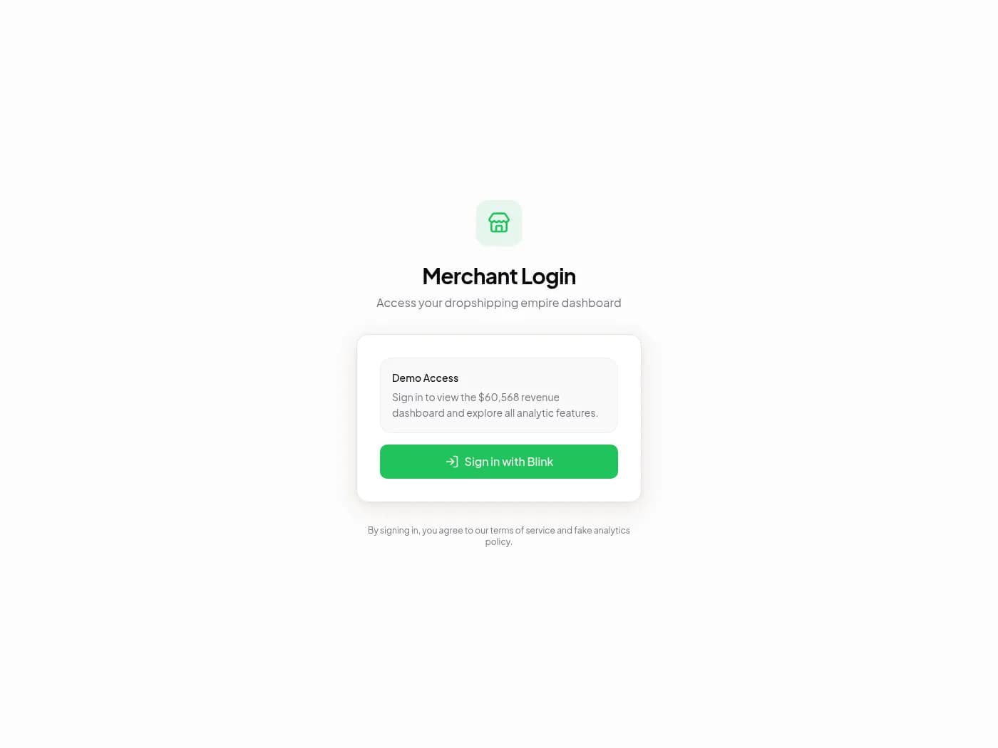 Fake Dropshipping Dashboard