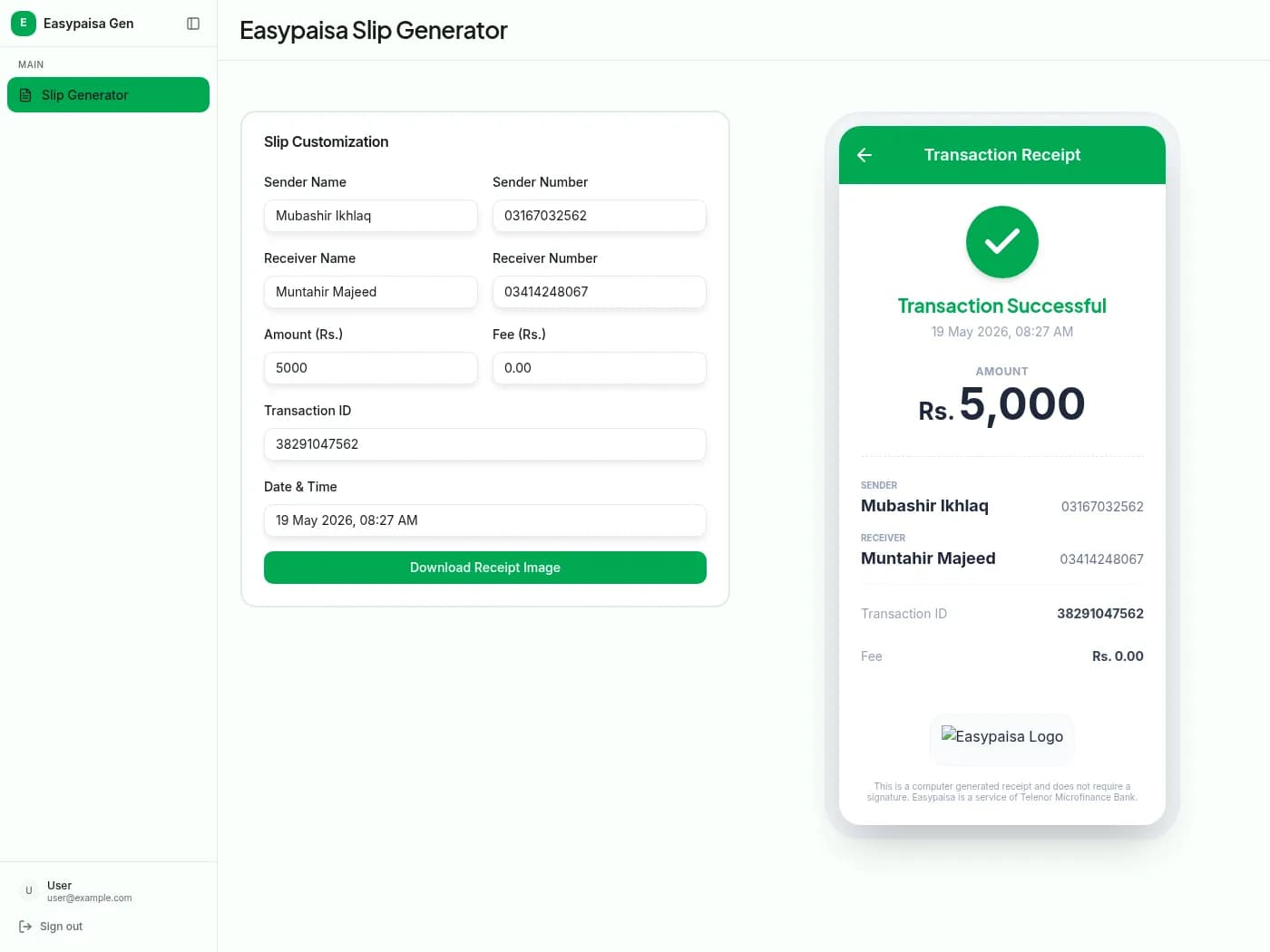 Fake Slip Generator