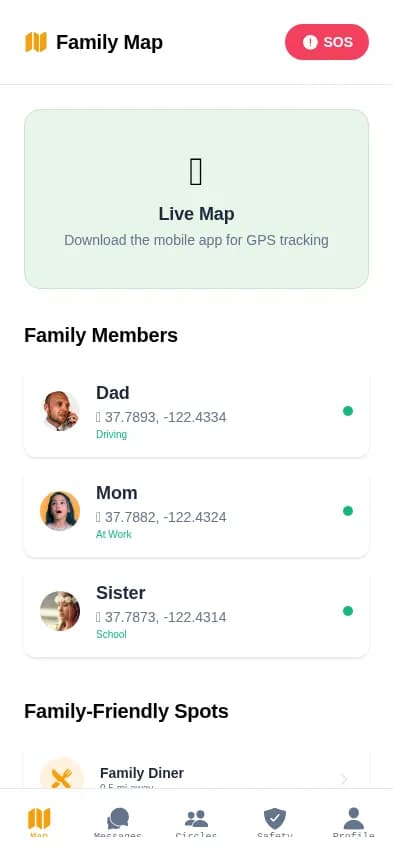 Family Connect Map App