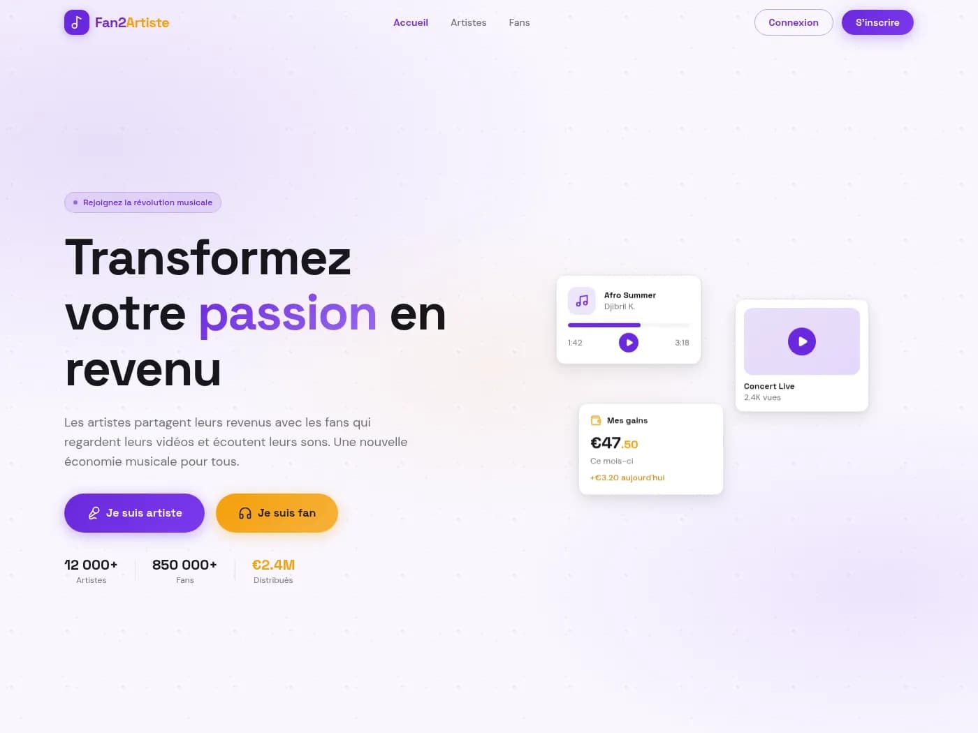 Fan2Artiste Platform