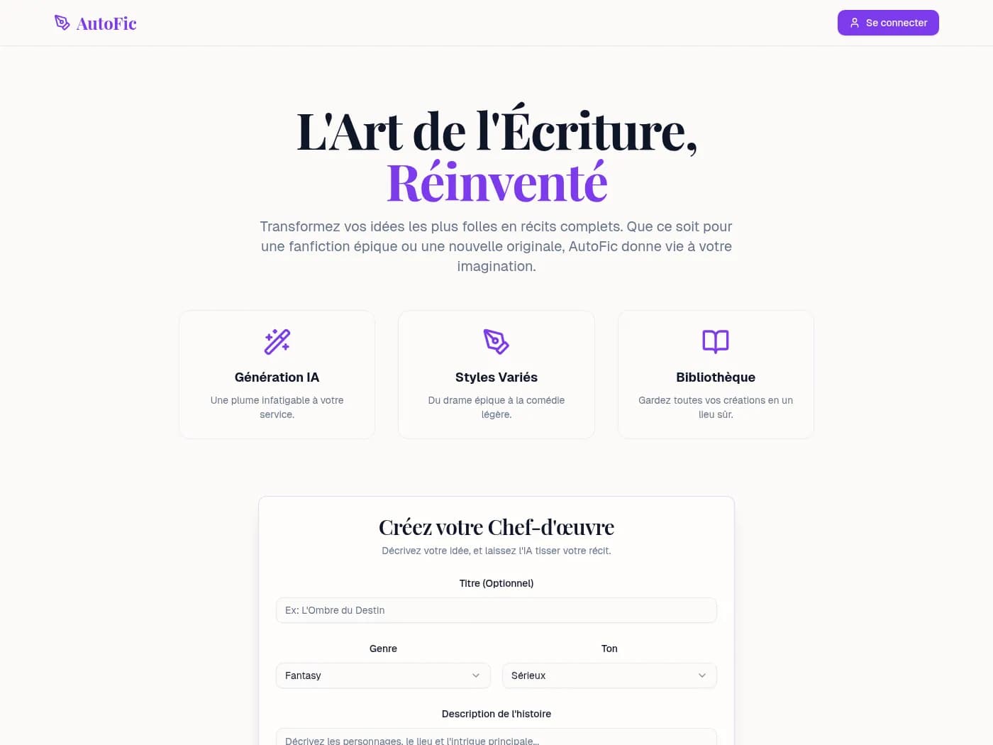 AutoFic Story Generator