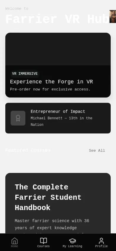 Farrier VR Course Hub