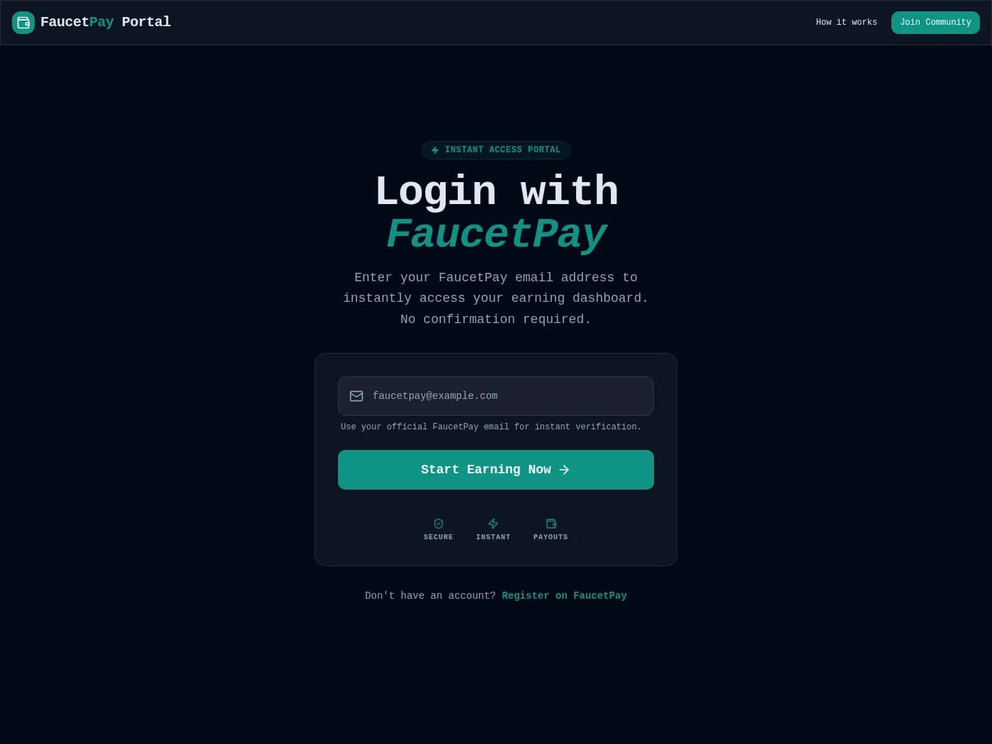 FaucetPay Login Portal