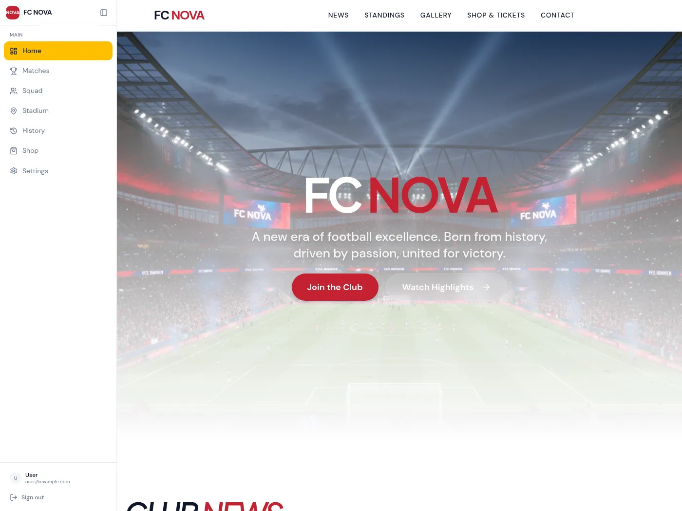 FC Nova Team Portal