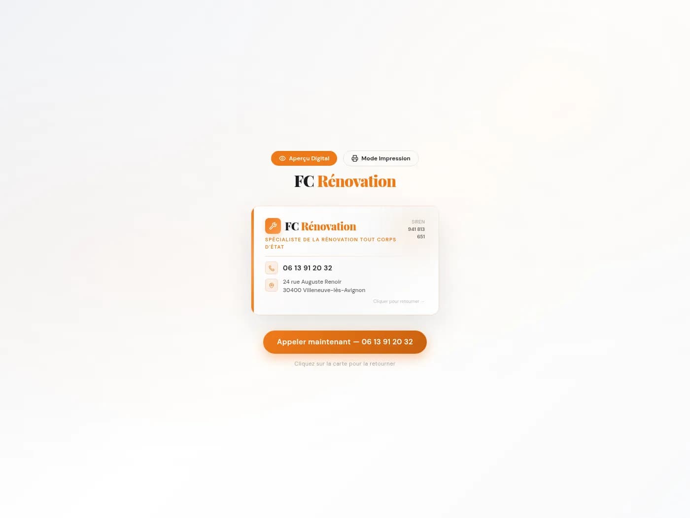 FC Rénovation Business Card