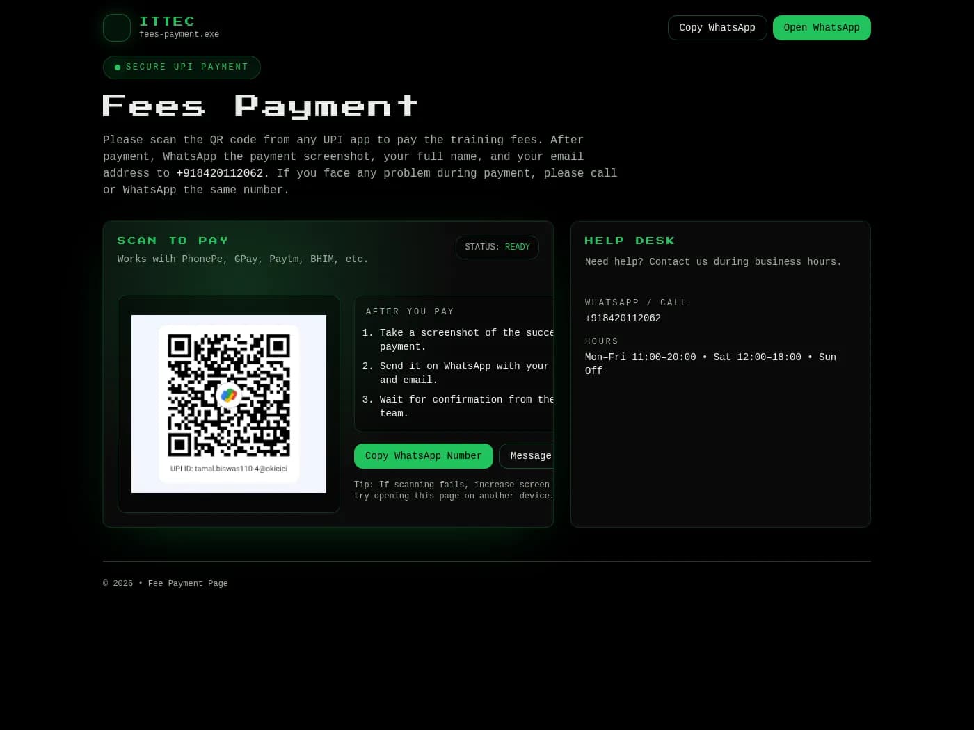 Fee Payment Web Replica