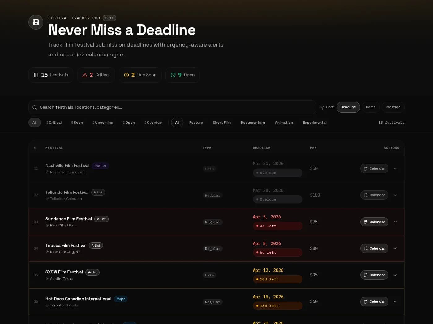 Festival Tracker Pro