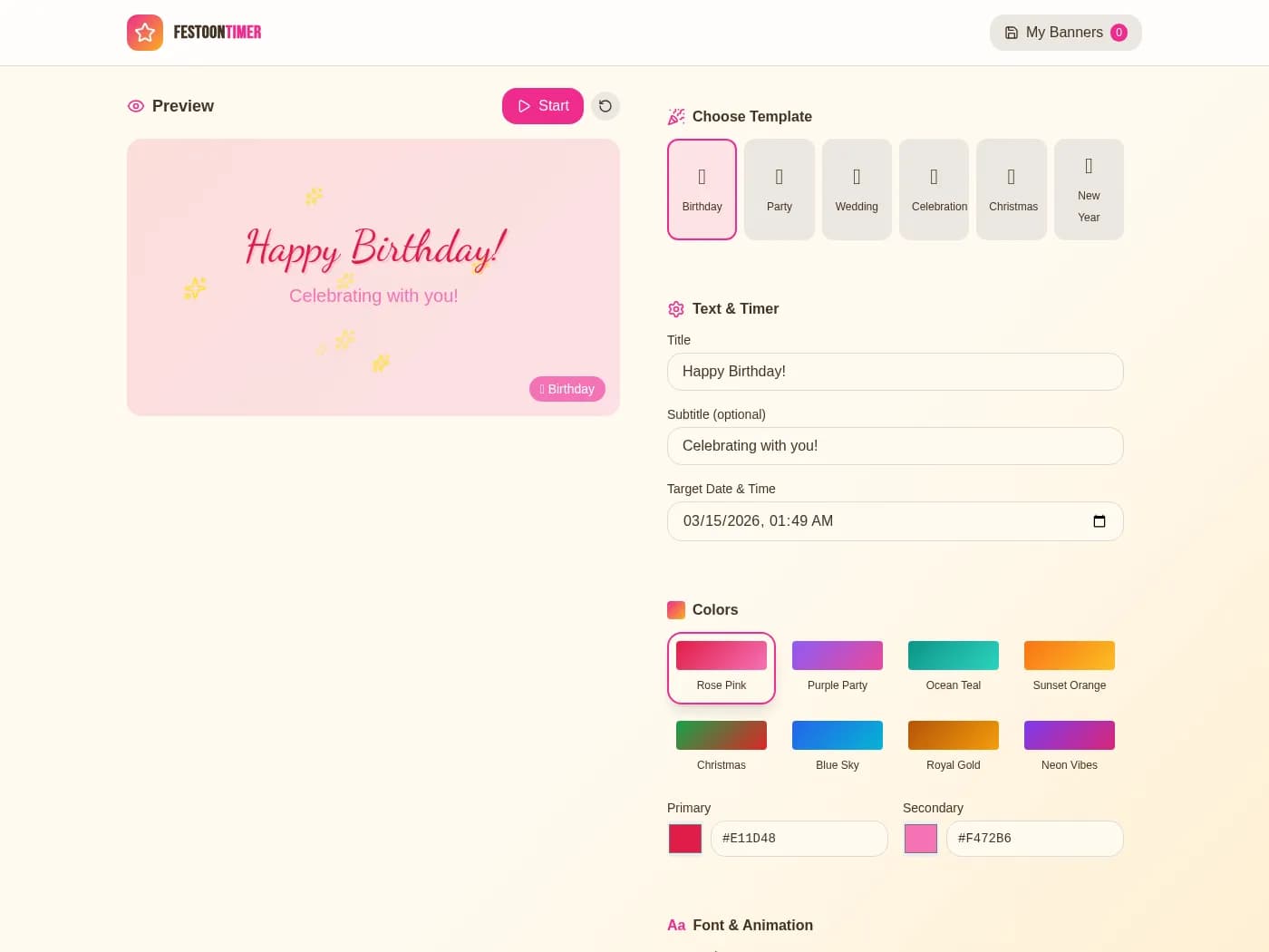 Festoon Timer App