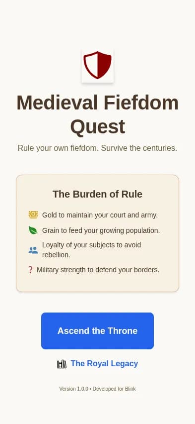 Medieval Fiefdom Quest
