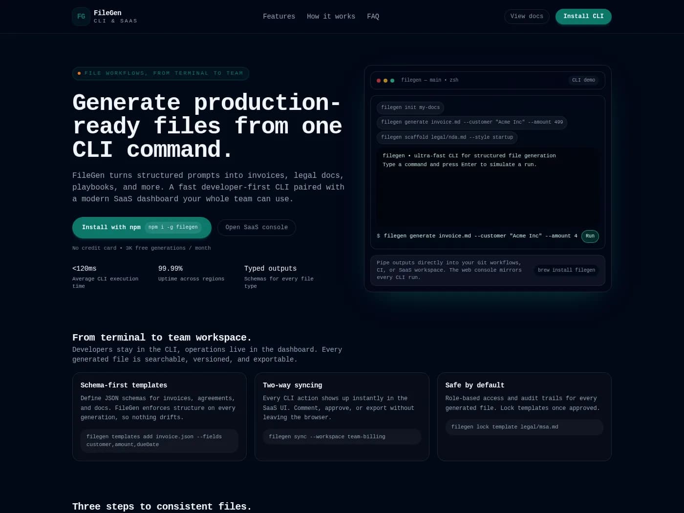 FileGen CLI & SaaS Landing