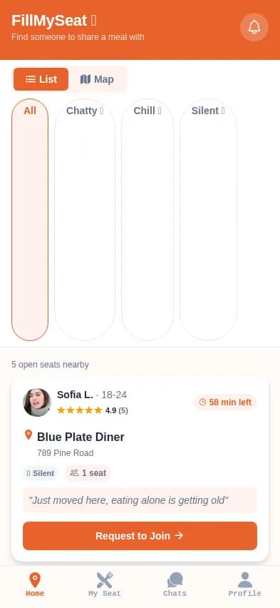 FillMySeat App