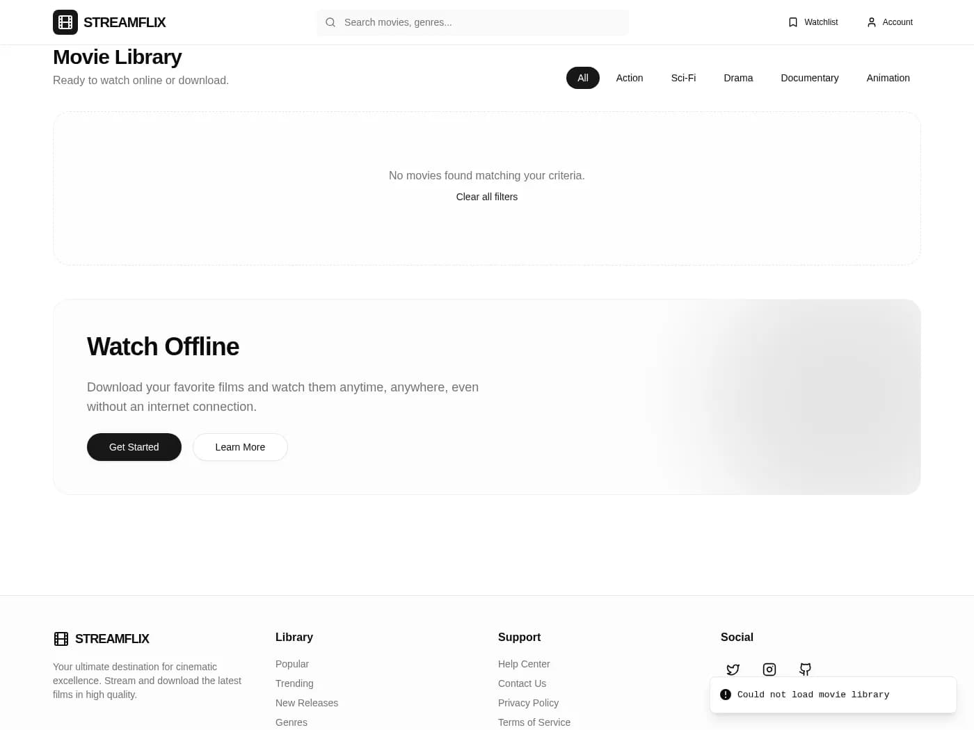 StreamFlix Library