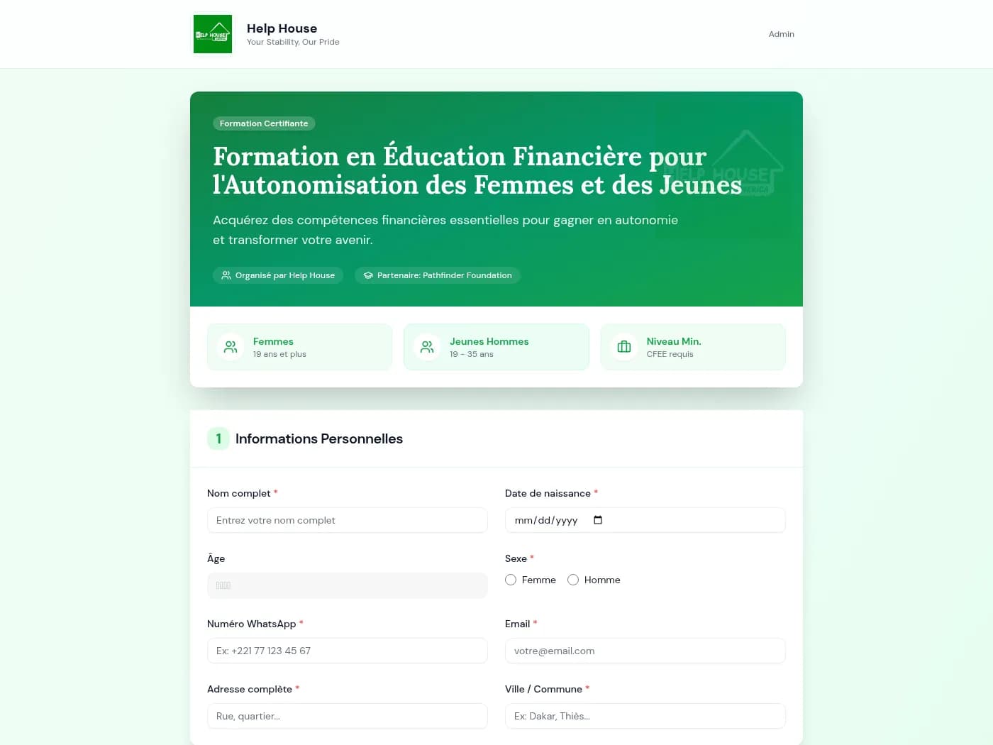 Formulaire Éducation Financière