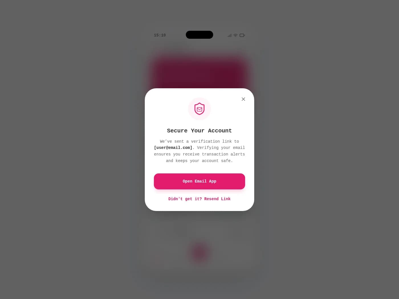 Finance App Email Popup