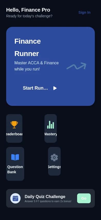Finance Runner Challenge
