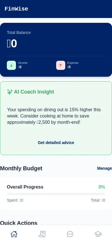 FinWise Mobile Coach