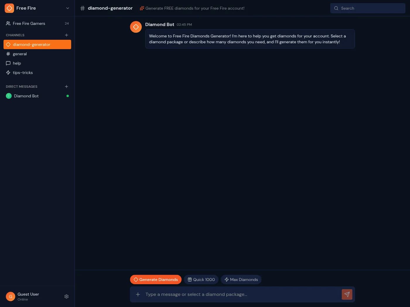 Fire Diamonds Generator