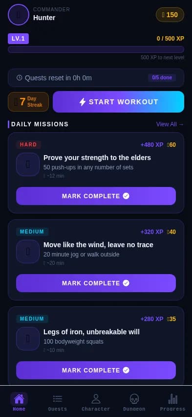 QuestForge Fitness RPG