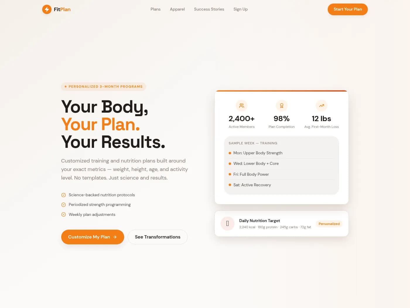 FitPlan Showcase Site