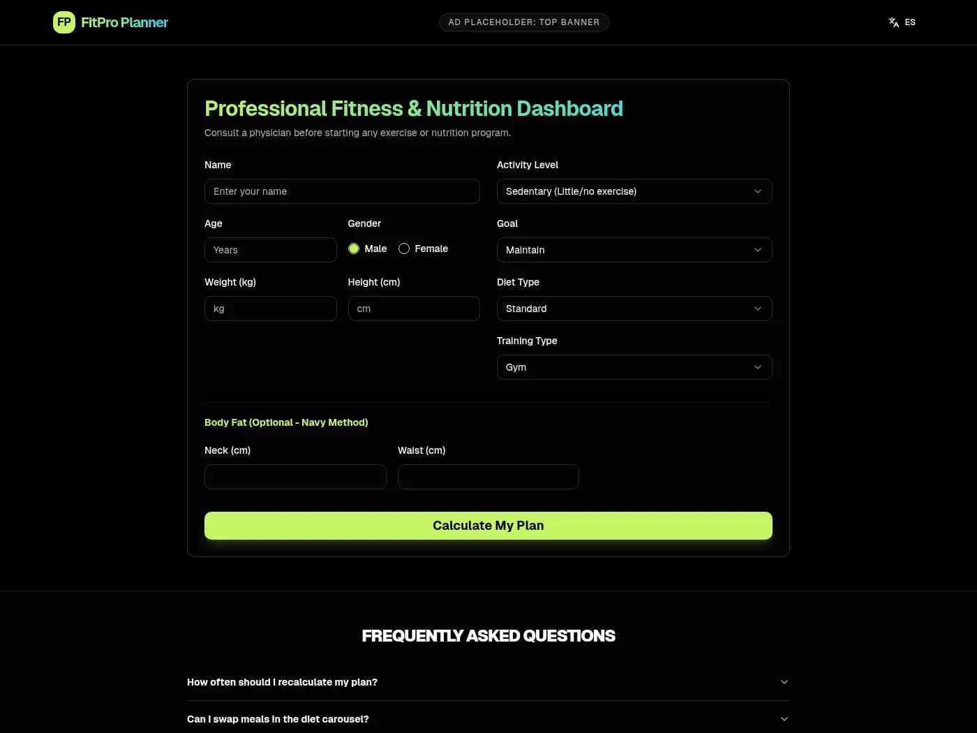 FitPro Planner SPA