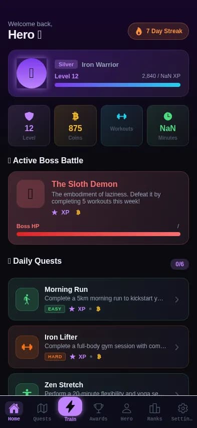 FitQuest Fitness RPG