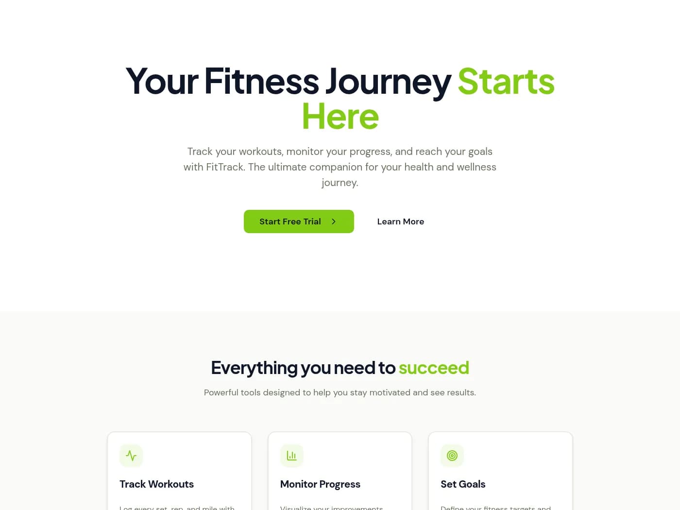 FitTrack Landing Page