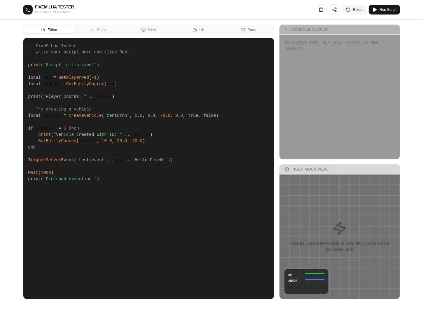 FiveM Mobile Lua Tester
