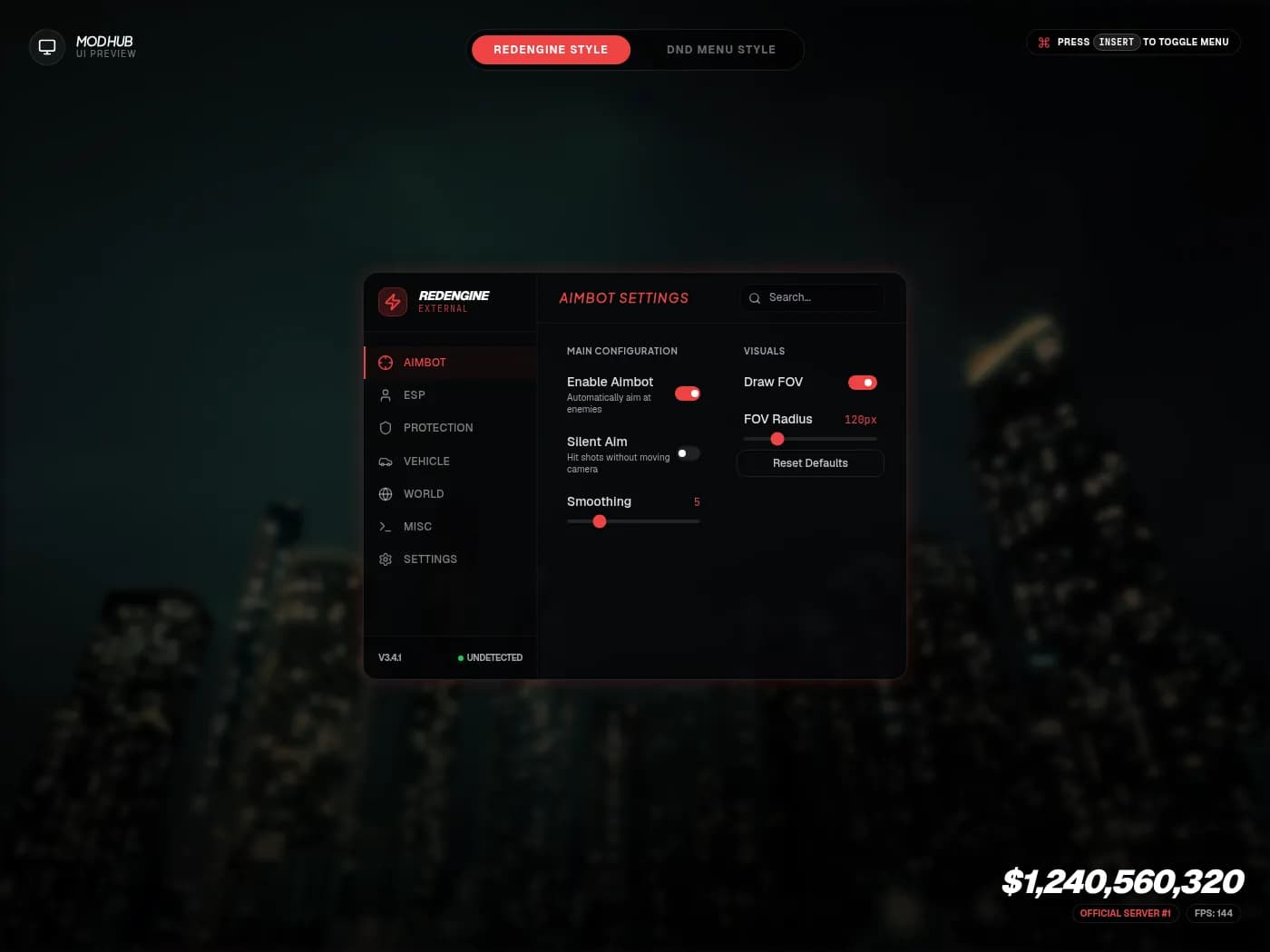 FiveM Mod Menu UI