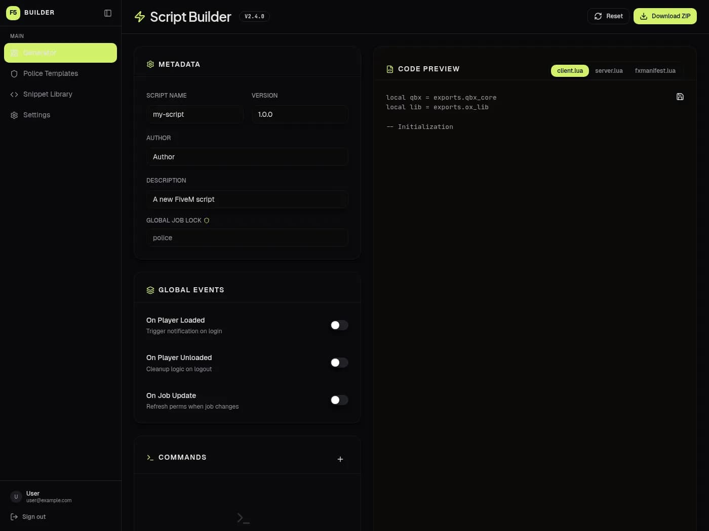FiveM Script Builder