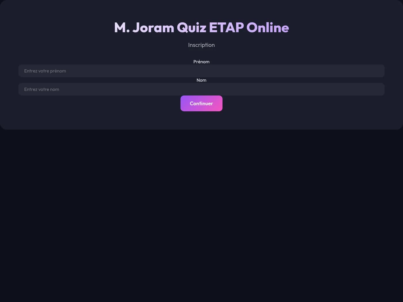 Mr. Joram ETAP Quiz Online