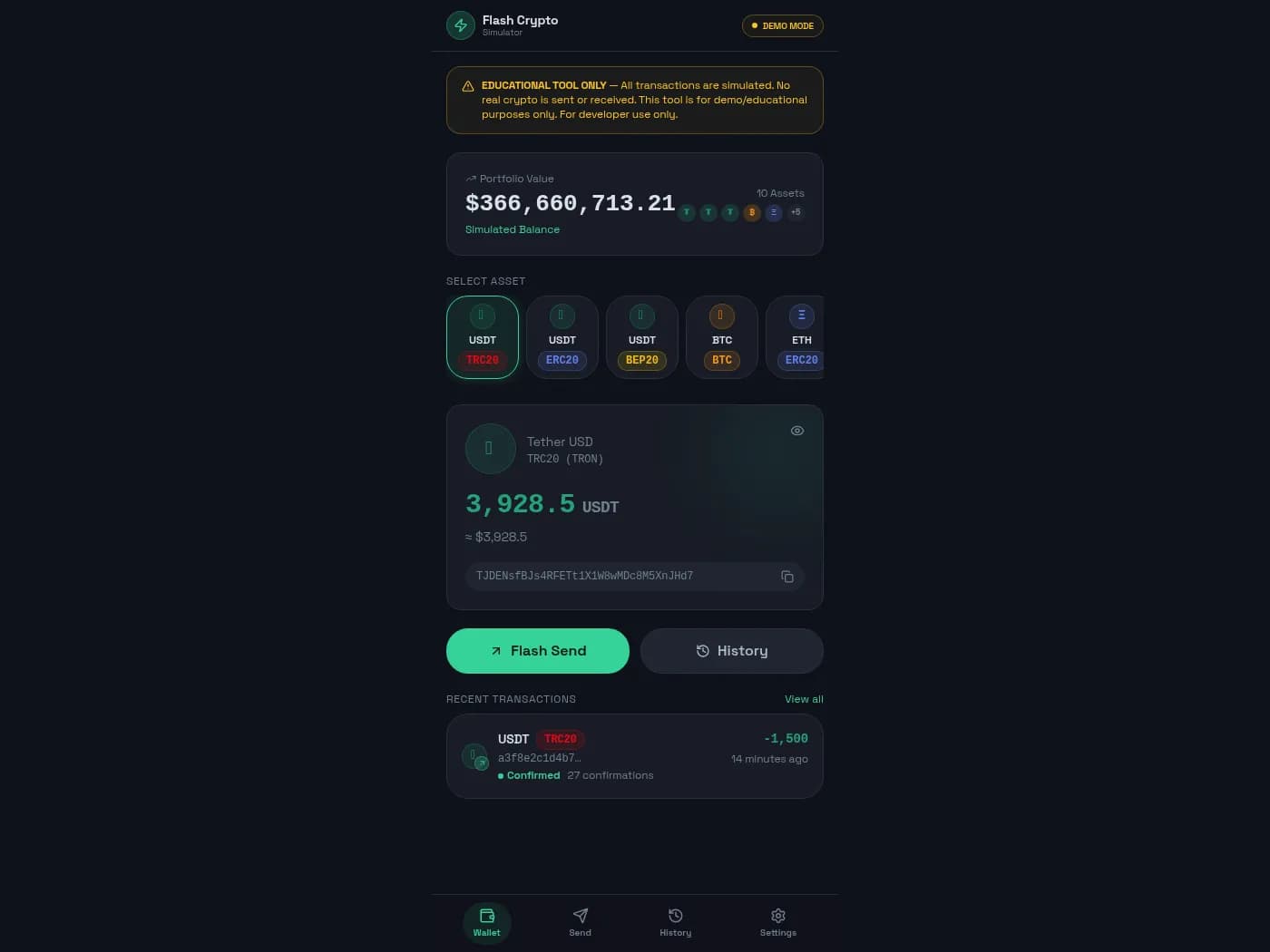Flash Crypto Simulator
