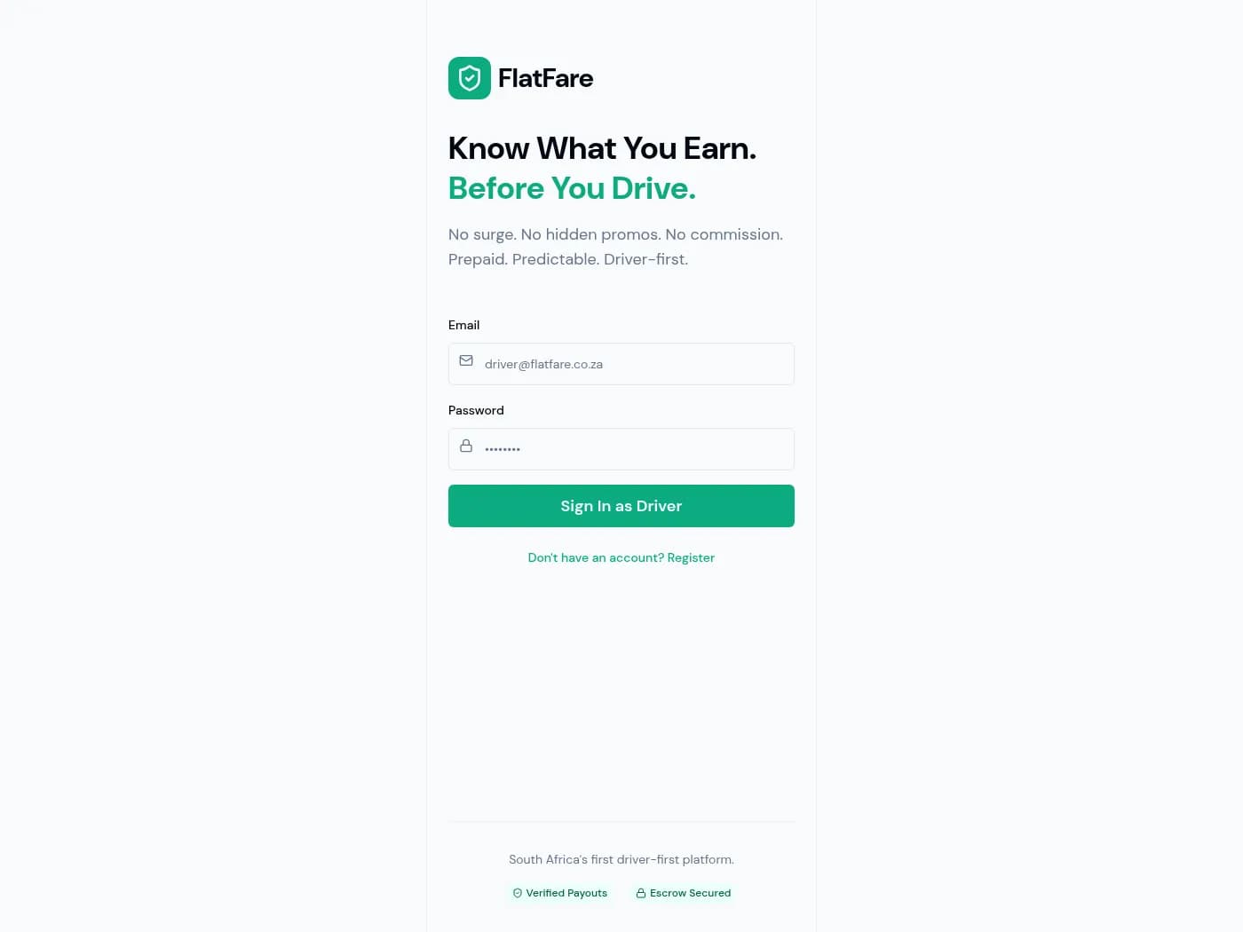 FlatFare Driver MVP