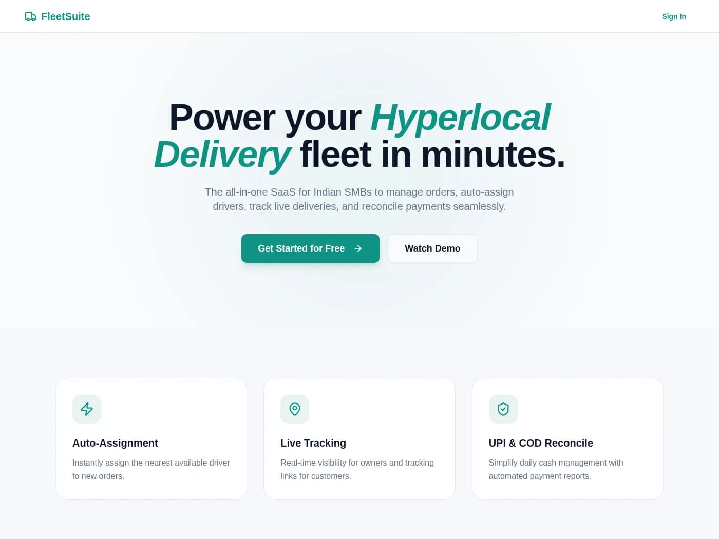 Hyperlocal Fleet Suite