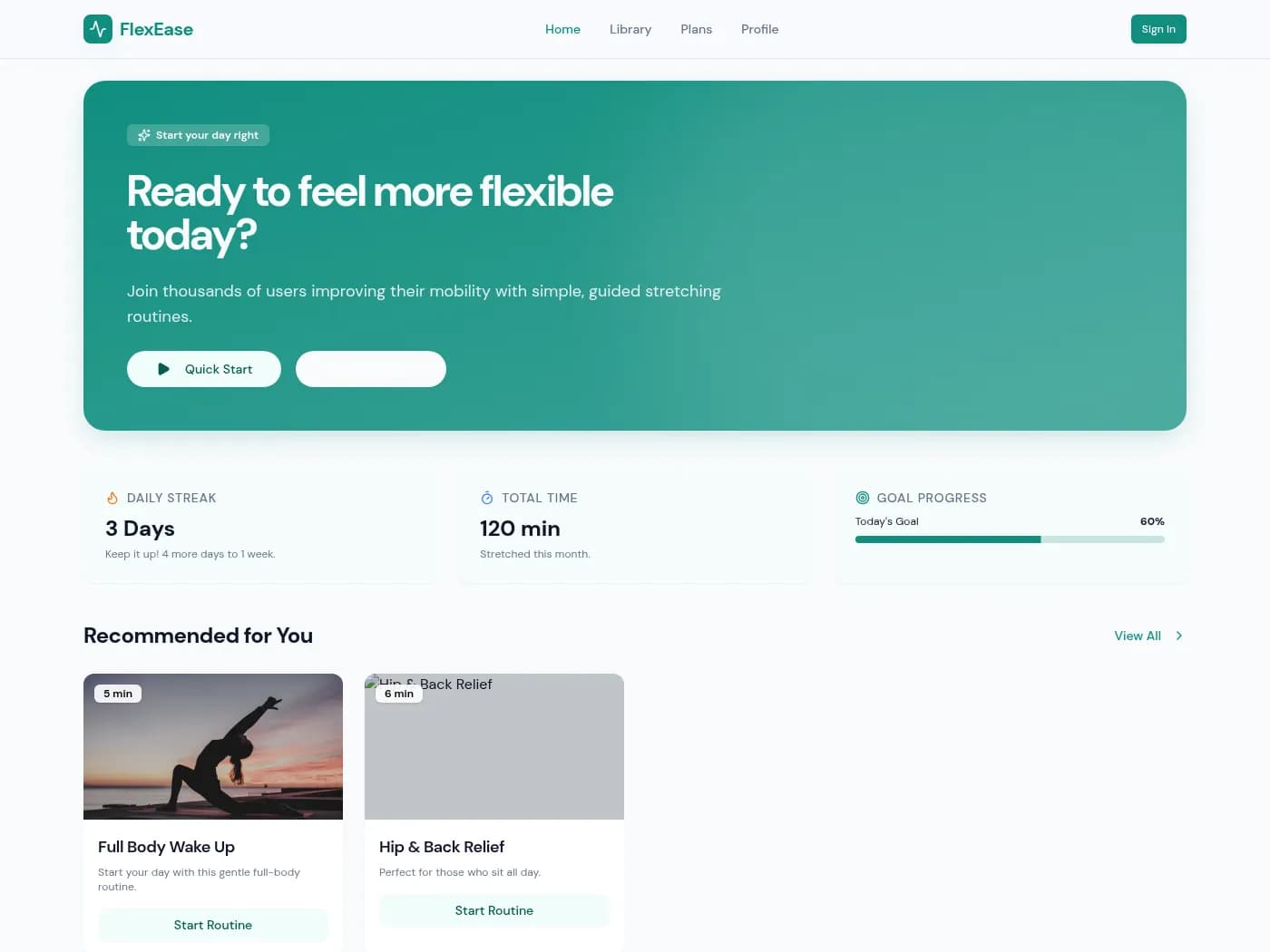 FlexEase Stretching App