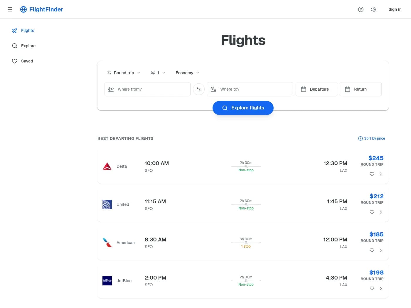 FlightFinder Clone