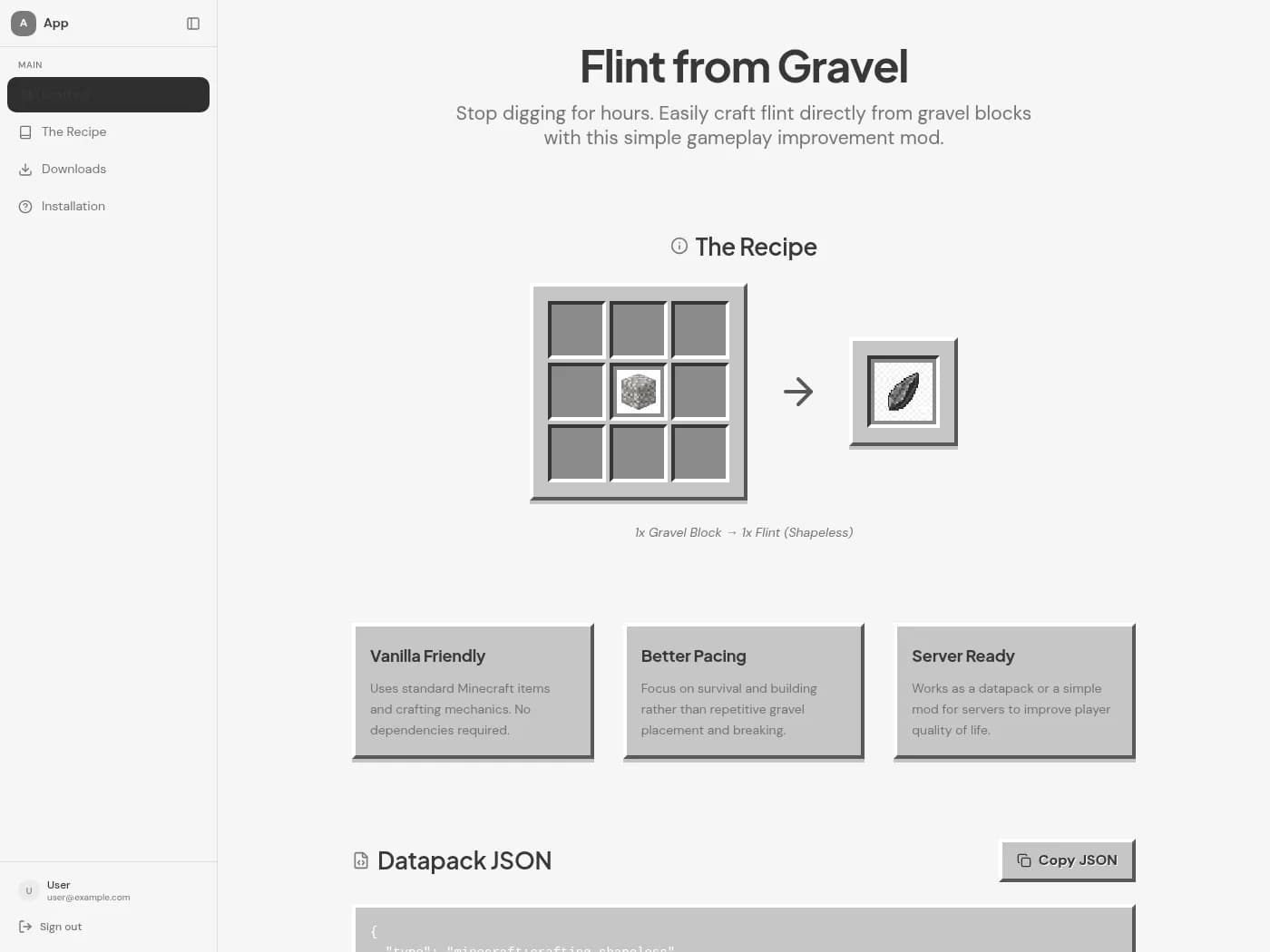 Flint Craft Recipe Mod