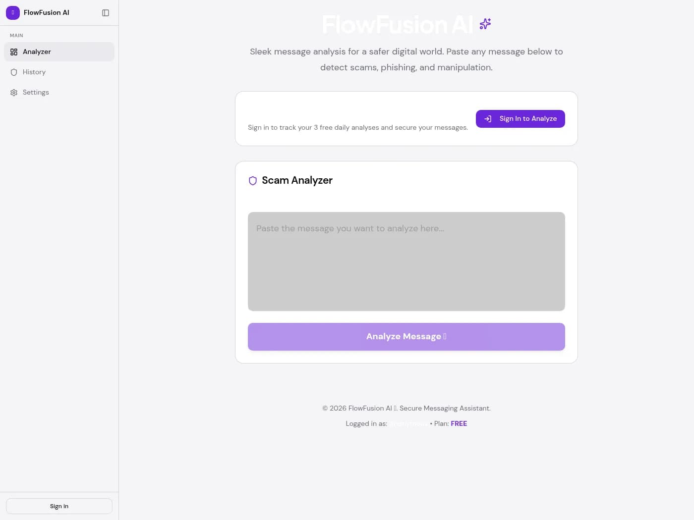 FlowFusion AI Scam Analyzer