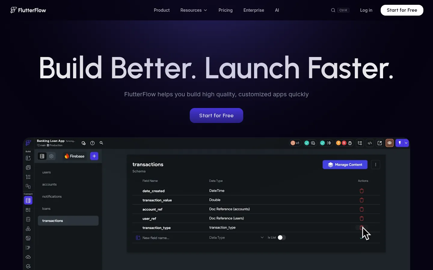 FlutterFlow homepage
