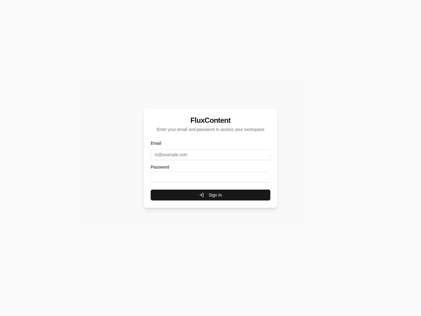 FluxContent UI Shell