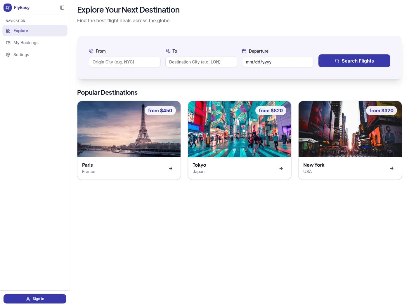 FlyEasy Booking App