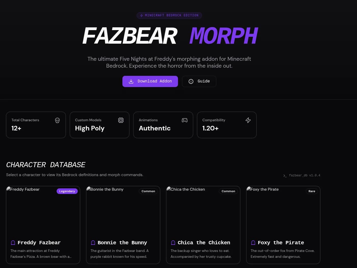 FNAF Morph Minecraft Addon