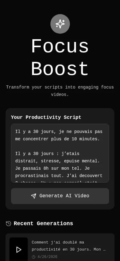 Focus Boost Video Maker