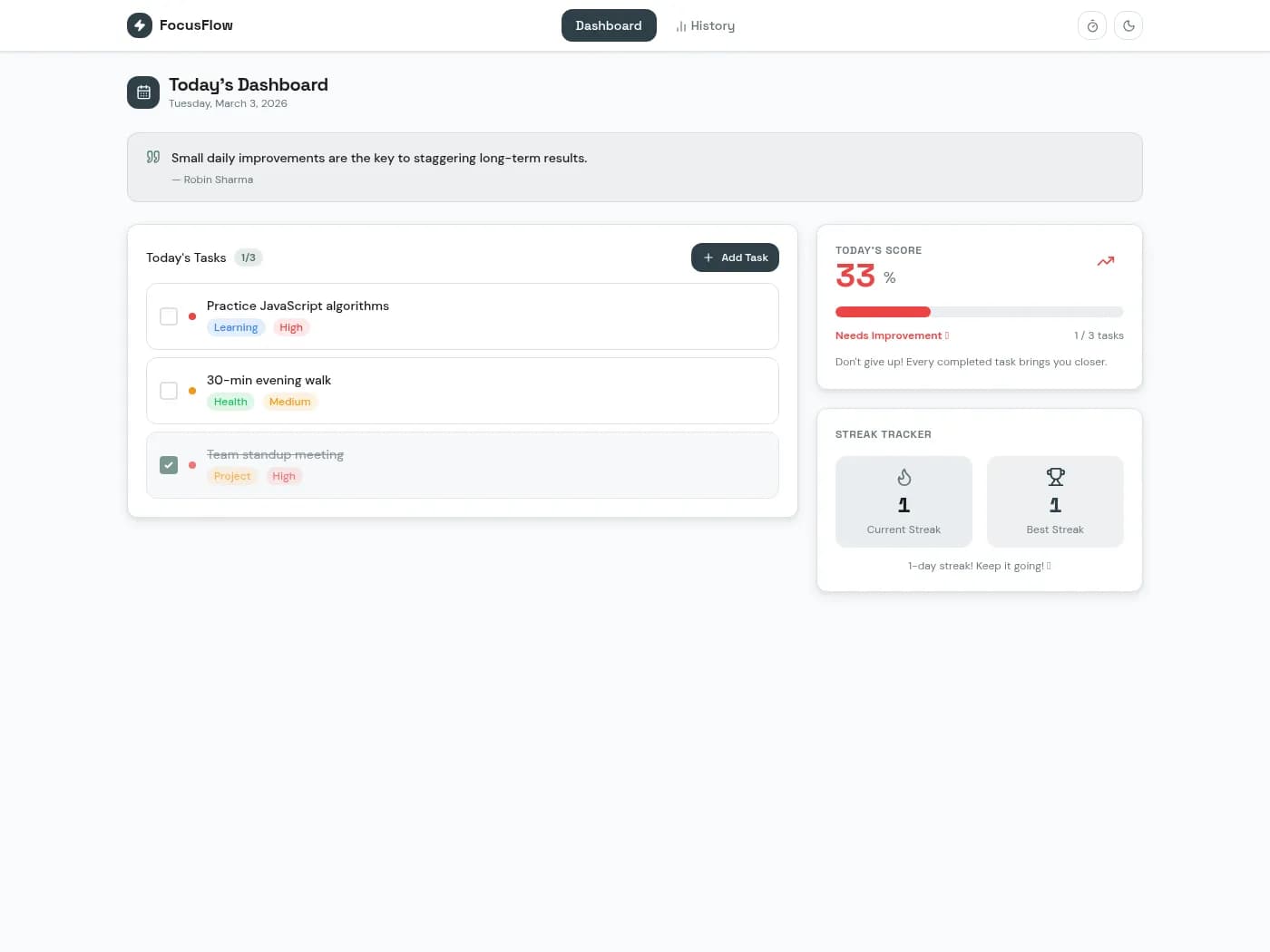 FocusFlow Productivity Tracker