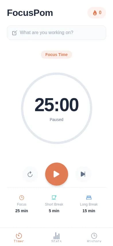 FocusPom Mobile Timer