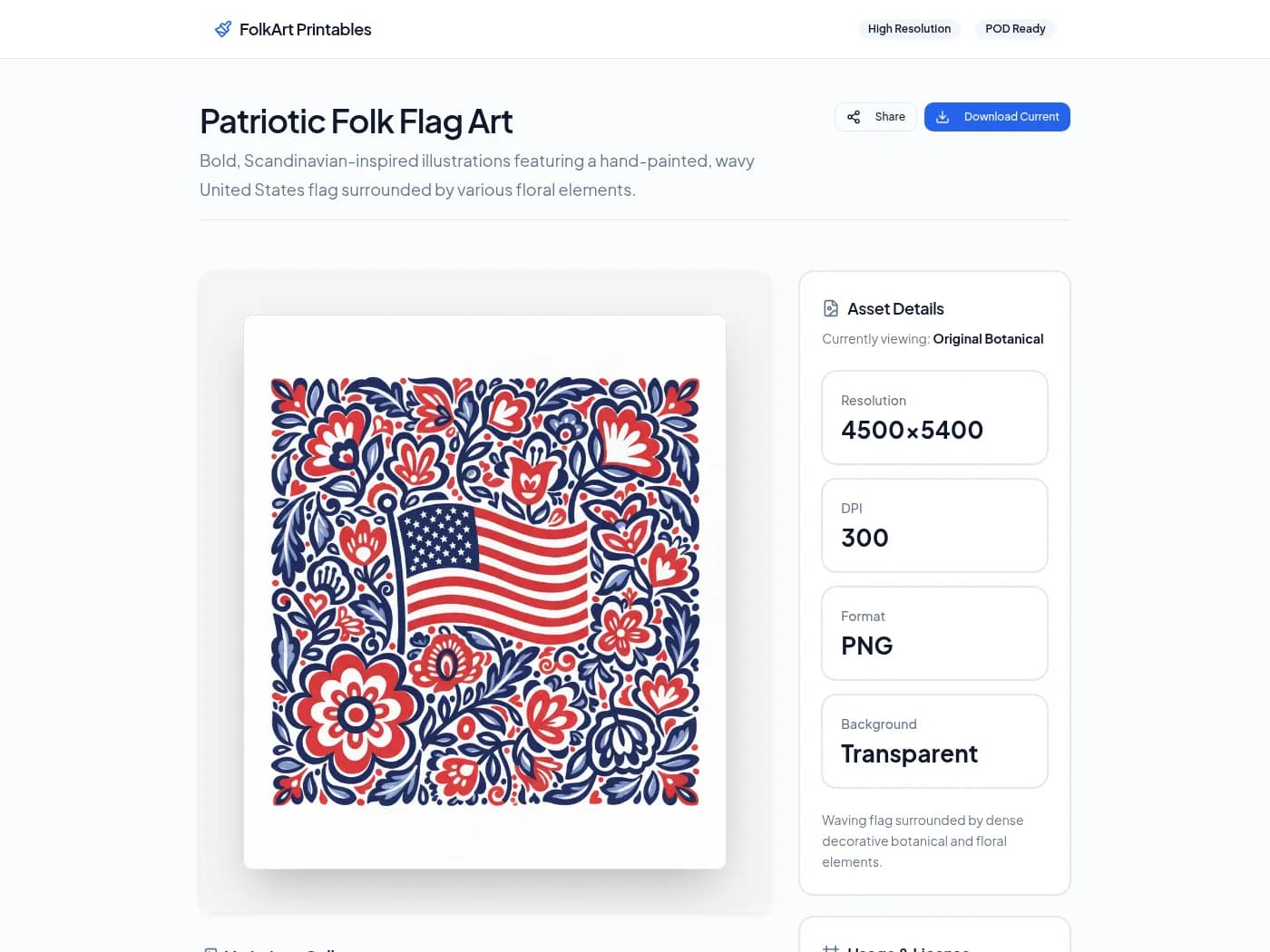 Patriotic Folk Flag Art
