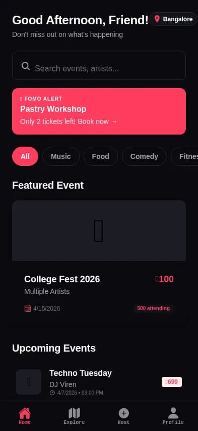 FOMO Bangalore Events App