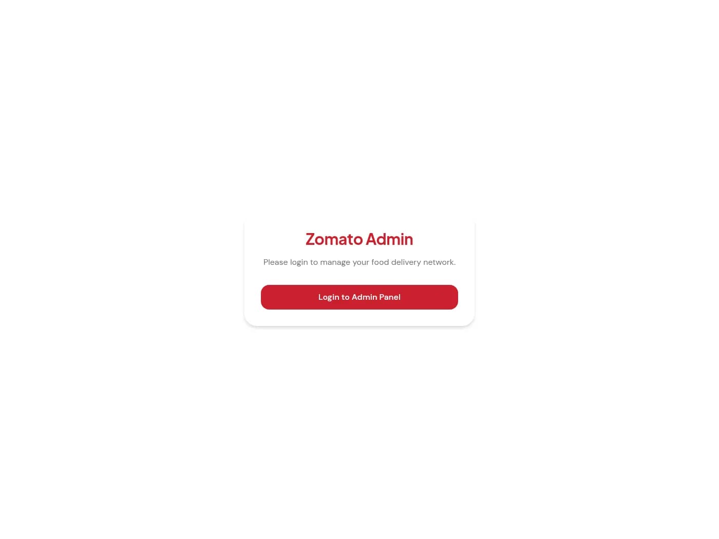 Zomato Admin Panel Clone