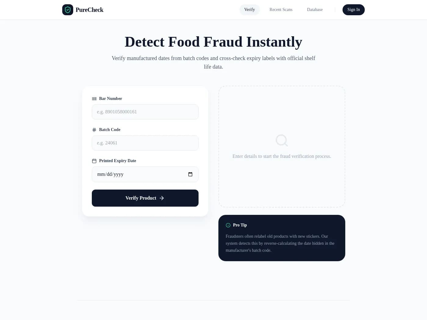 Packed Food Fraud Finder