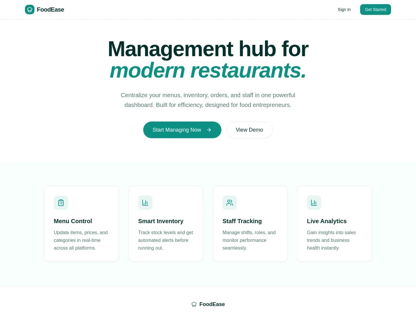 FoodEase Management Hub